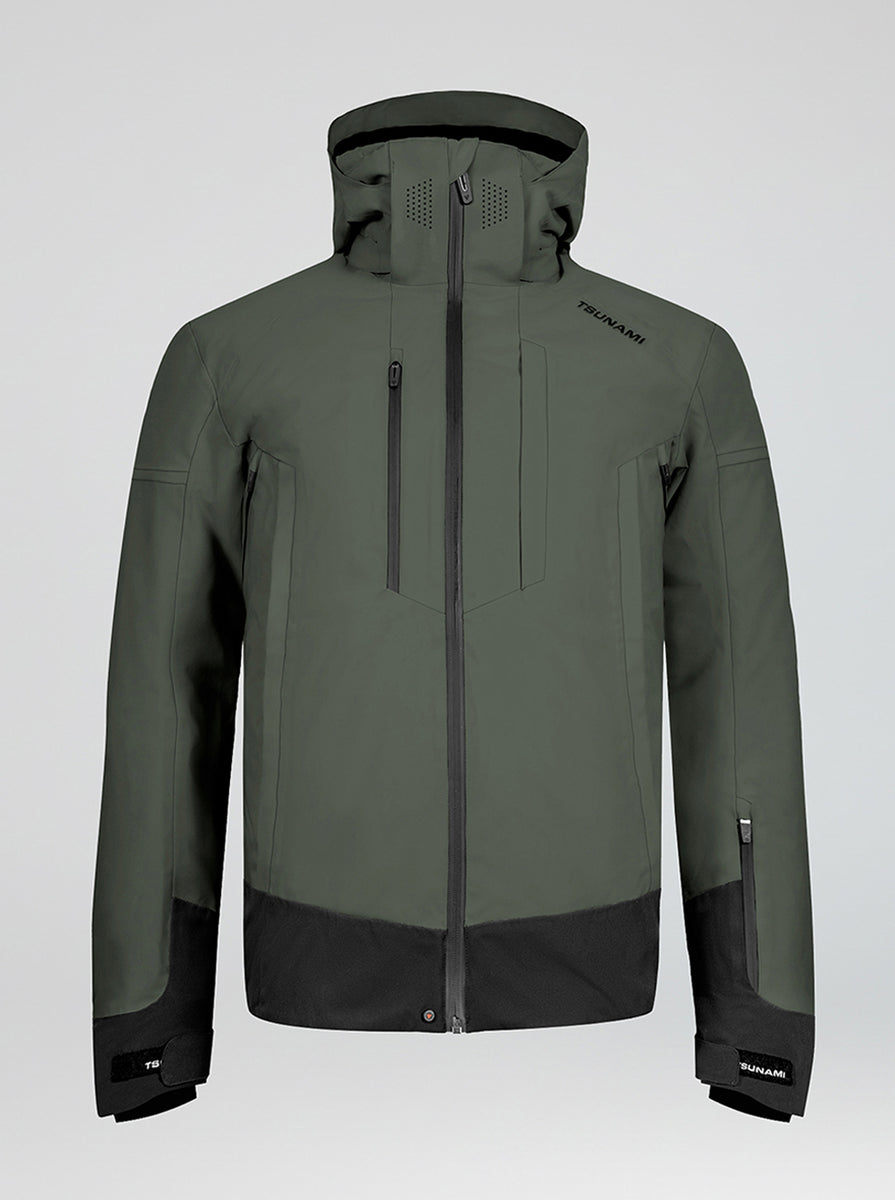 Power Men's Ski Jacket Khaki-Black – Tsunami Skiwear